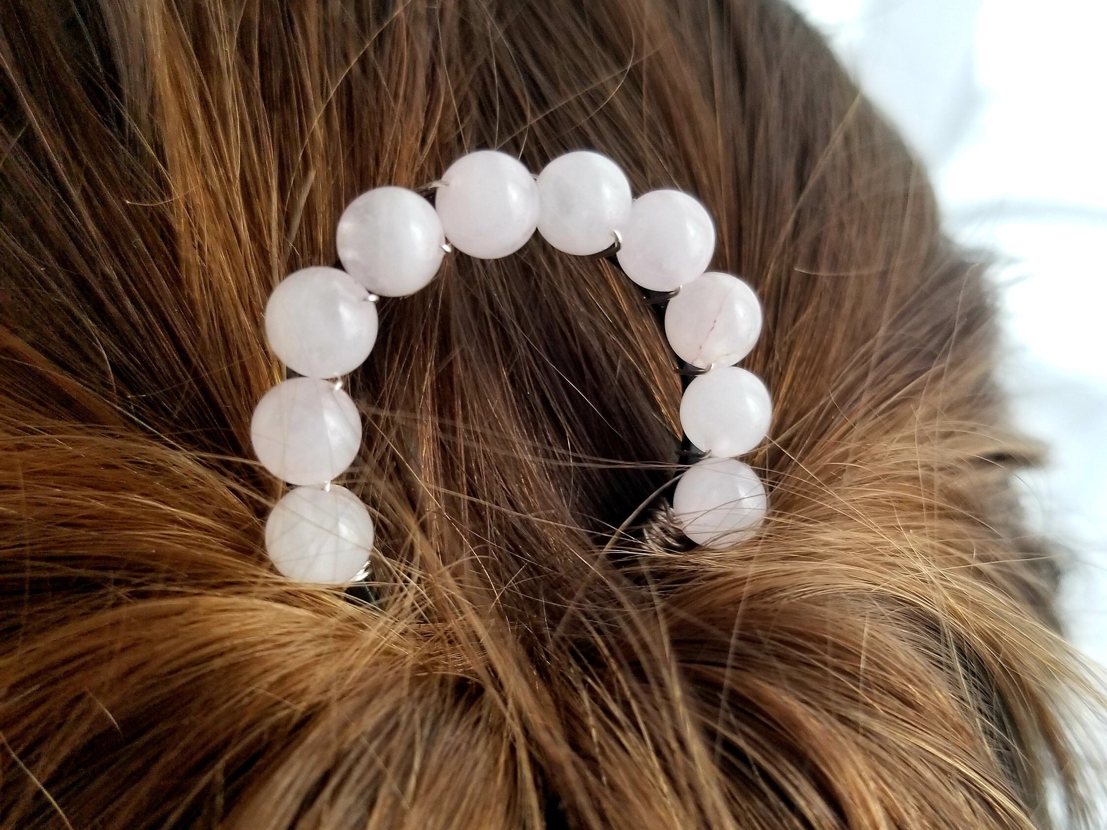 Rose Quartz Hair Fork/Gemstone Hair Stick/ Crystal Hair | Etsy