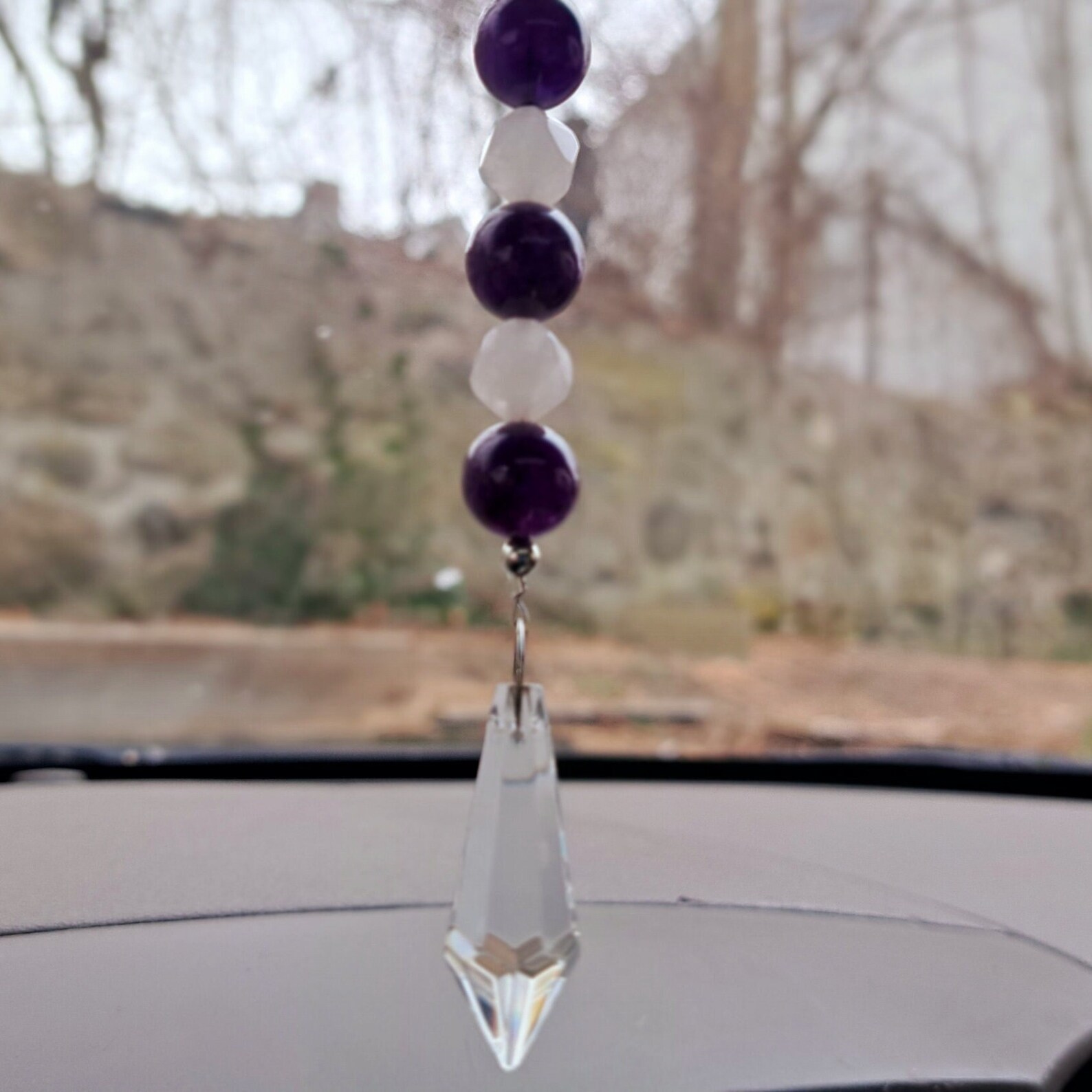 Crystal Car Charm/gemstone Car Accessory/beaded Rear View Mirror Hanger ...