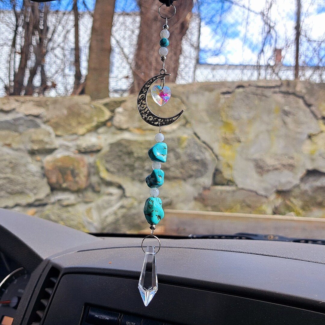 Crystal Car Charm/gemstone Car Accessory/beaded Rear View Mirror Hanger ...