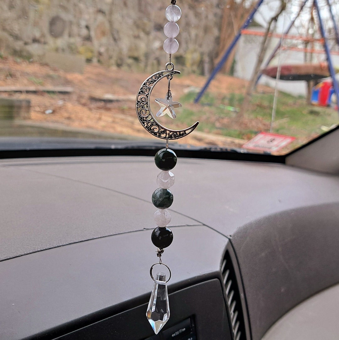 Crystal Car Charm/gemstone Car Accessory/beaded Rear View Mirror Hanger ...