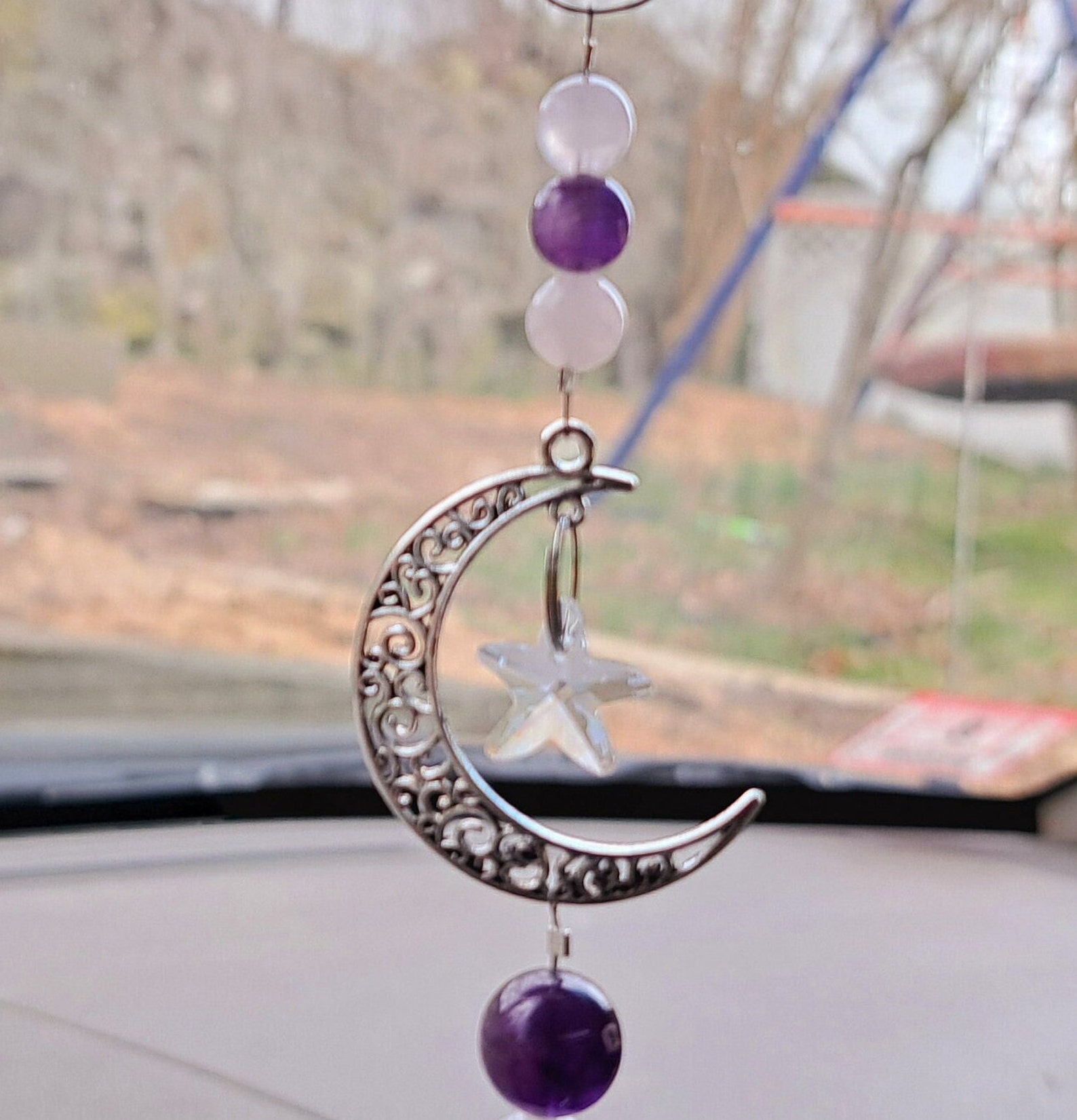 Crystal Car Charm/gemstone Car Accessory/beaded Rear View Mirror Hanger ...