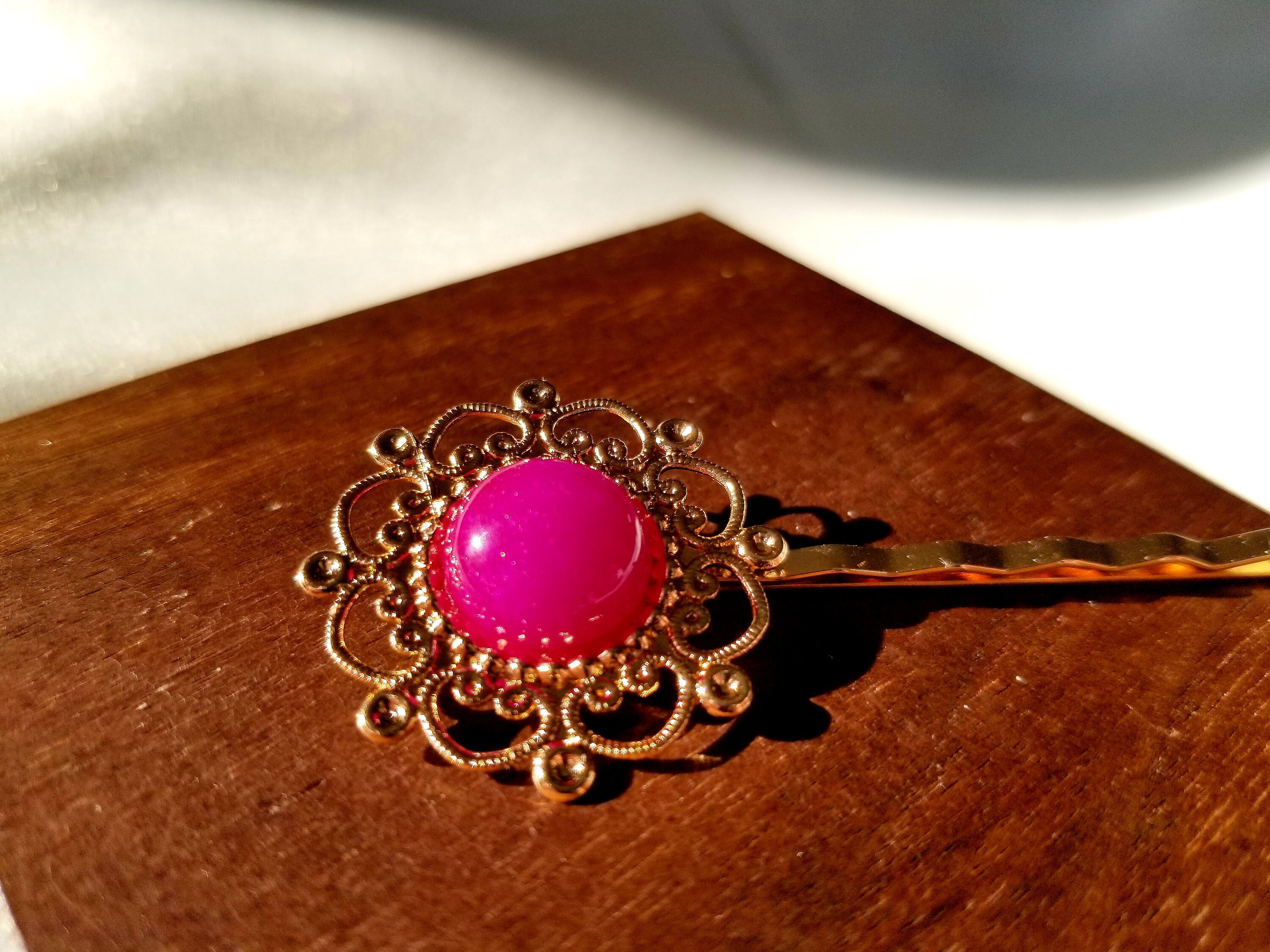 Jade Flower Pins/ Set of 2 Bobby Pins/Pink Hair Clips/Gemstone | Etsy