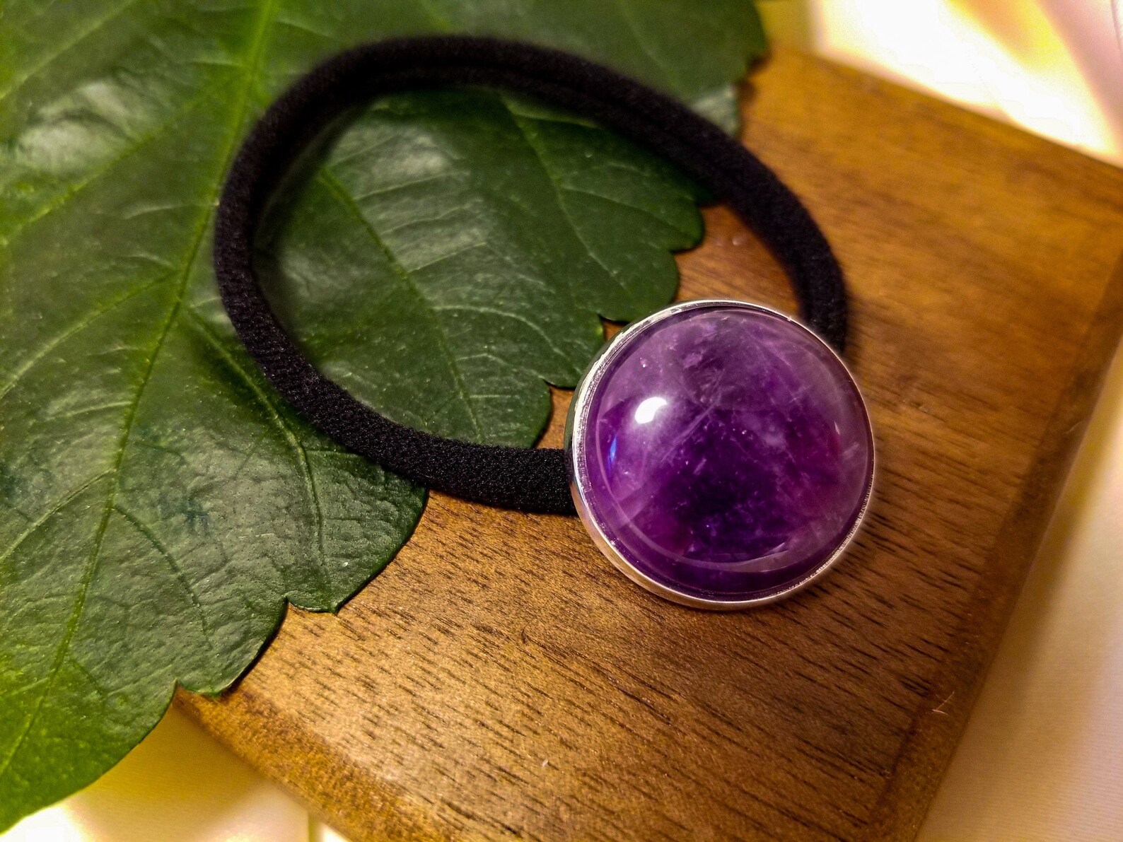 Natural Amethyst Hair Tie/gemstone Hair Accessories/ Healing Crystals ...