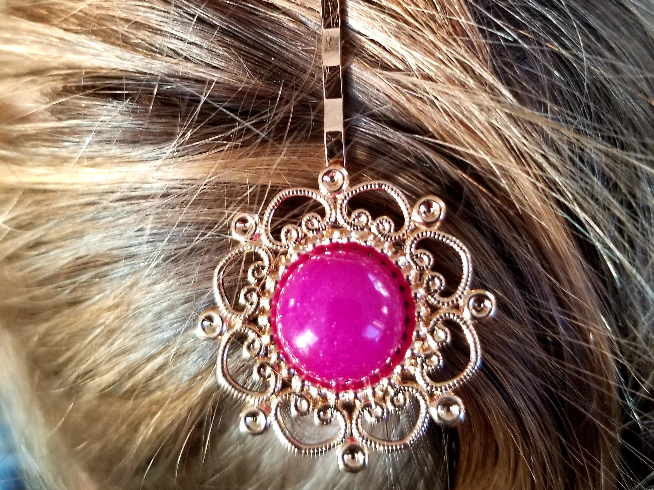 Jade Flower Pins/ Set of 2 Bobby Pins/Pink Hair Clips/Gemstone | Etsy