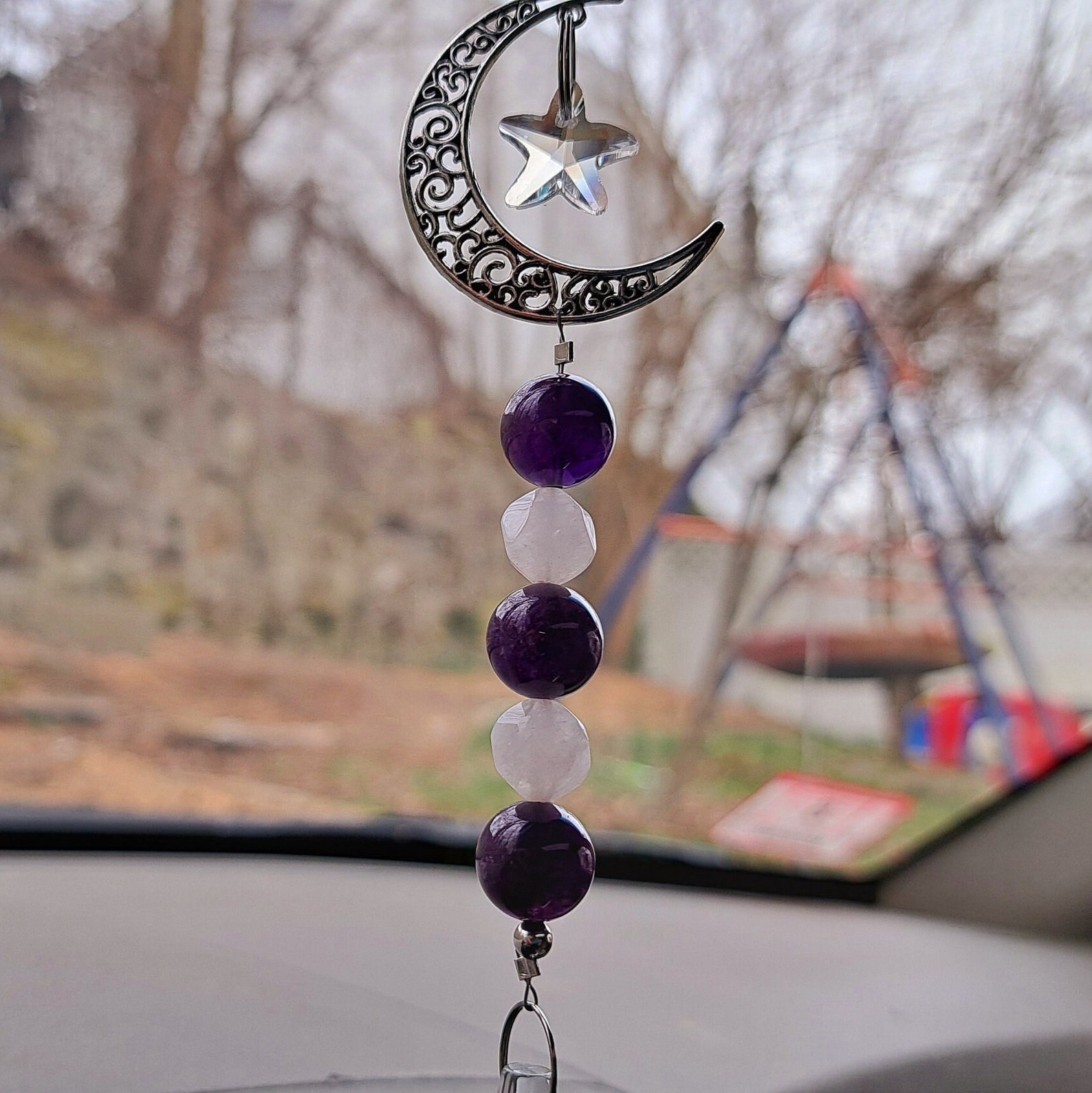 Crystal Car Charm/gemstone Car Accessory/beaded Rear View Mirror Hanger ...
