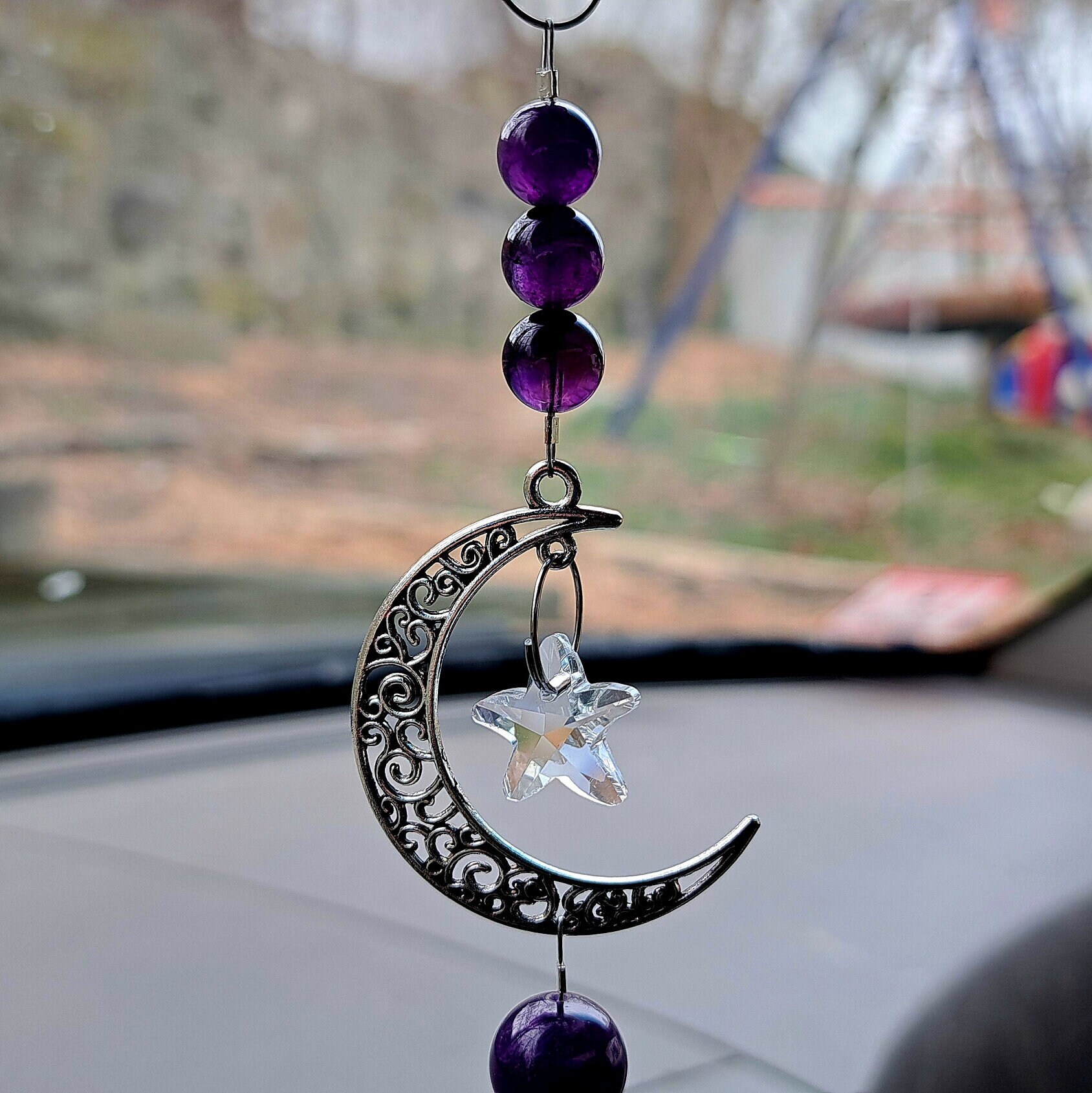 Crystal Car Charm/gemstone Car Accessory/beaded Rear View Mirror Hanger ...