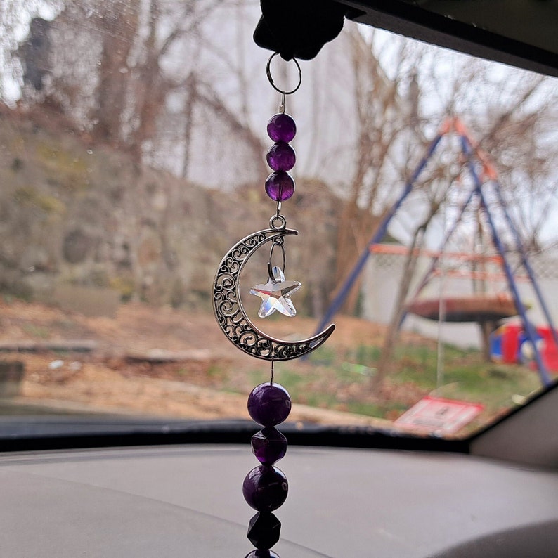 Crystal Car Charm/gemstone Car Accessory/beaded Rear View Mirror Hanger ...