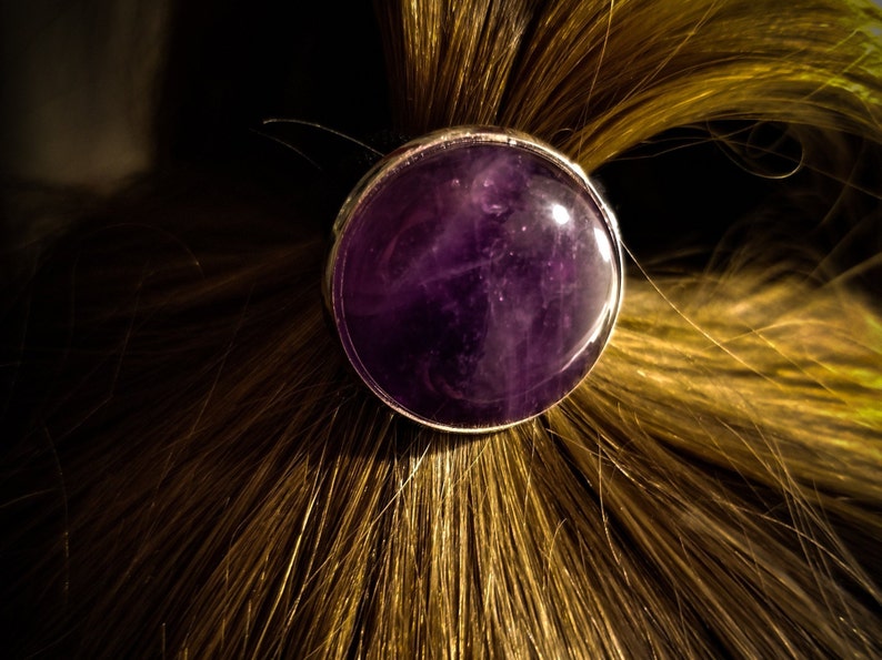 Natural Amethyst Hair Tie/gemstone Hair Accessories/ Healing Crystals ...