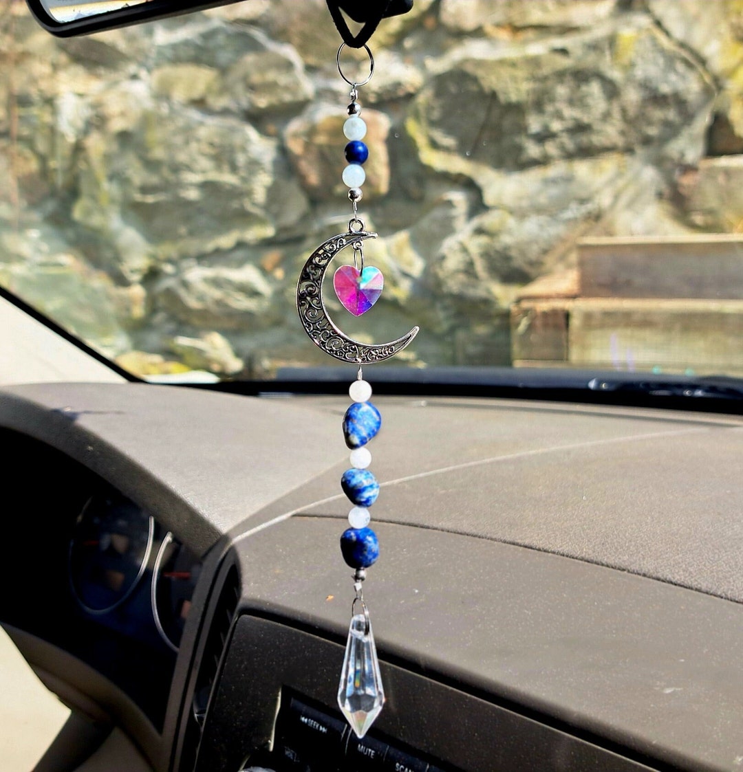 Crystal Car Charm/gemstone Car Accessory/beaded Rear View Mirror Hanger ...