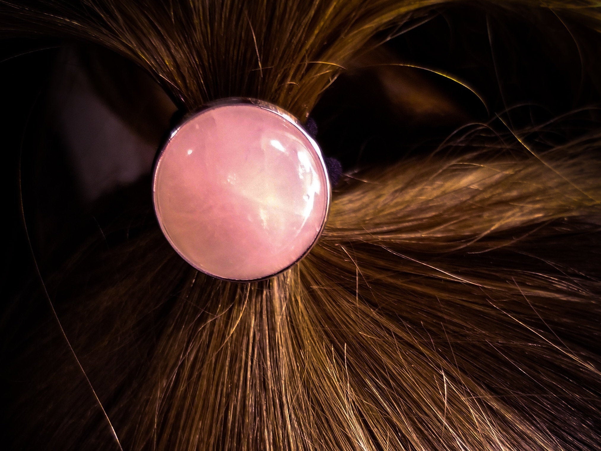 Natural Rose Quartz Hair Tie/Gemstone Hair Accessories/ | Etsy