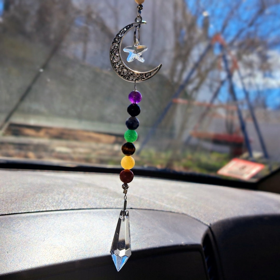 Crystal Car Charm/gemstone Car Accessory/beaded Rear View Mirror Hanger ...