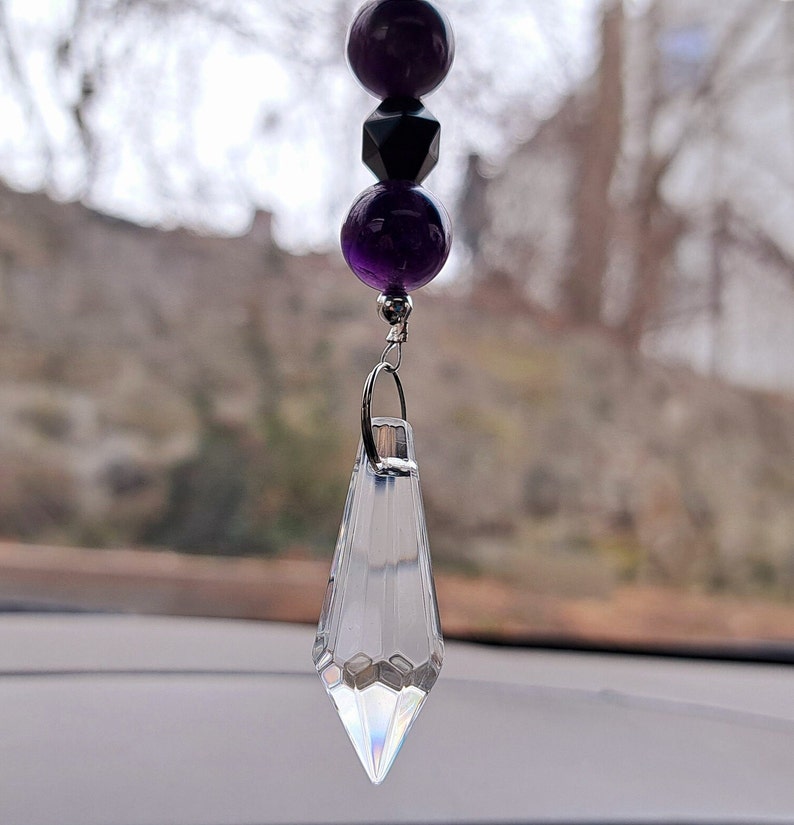 Crystal Car Charm/gemstone Car Accessory/beaded Rear View Mirror Hanger ...