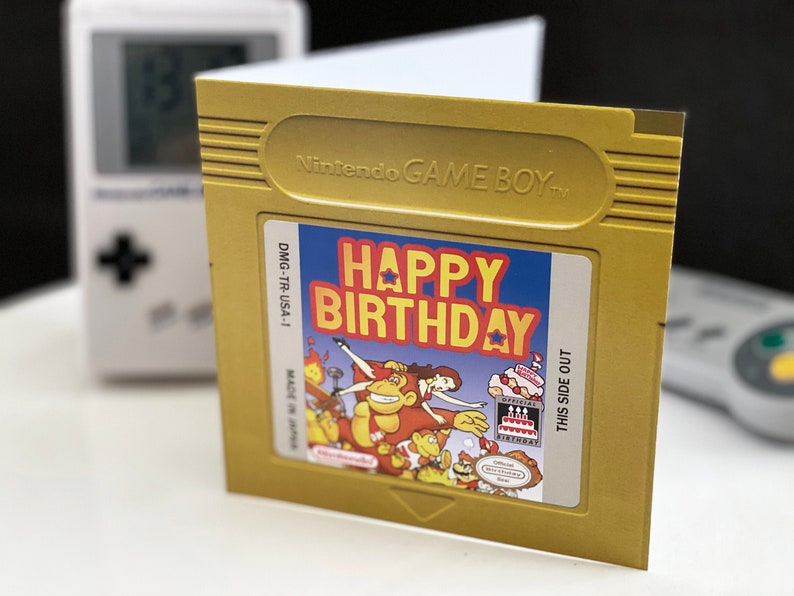 Retro Gaming Birthday Card - Donkey Kong Gameboy Cartridge Design - Etsy