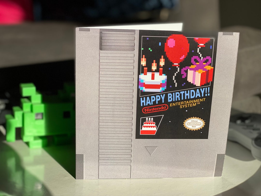 Retro Gaming Birthday Card - Nintendo NES Cartridge Design - Etsy