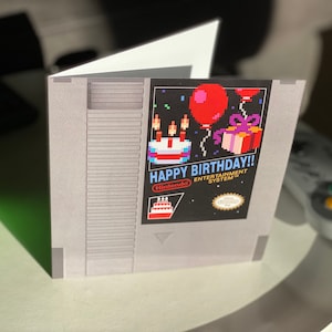 Retro Gaming Birthday Card - Nintendo NES Cartridge Design - Etsy
