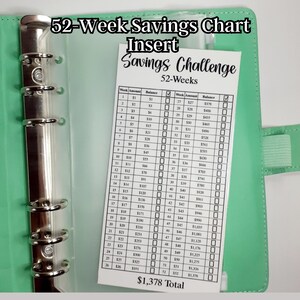 Savings Challenge Laminated Inserts, 26 Weeks, 52 Weeks, 100 Envelope ...