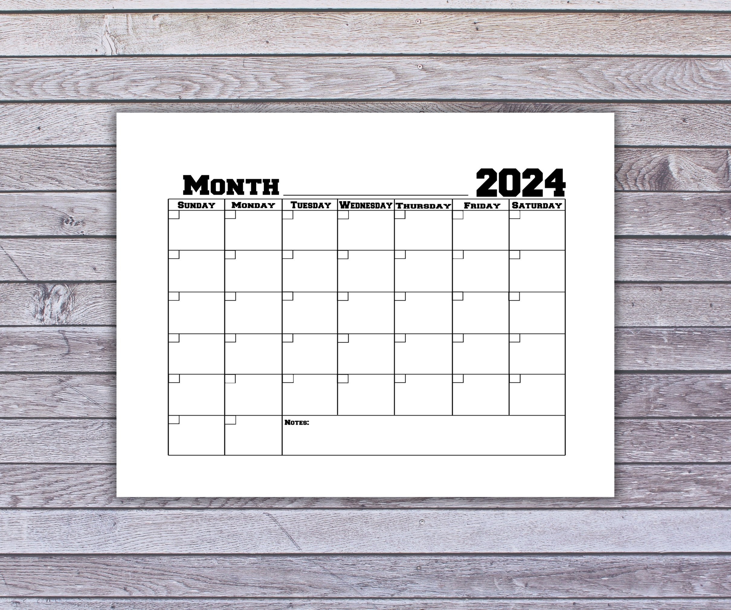 2024 Fillable Monthly Calendar: Printable PDF (instant Download) - Etsy