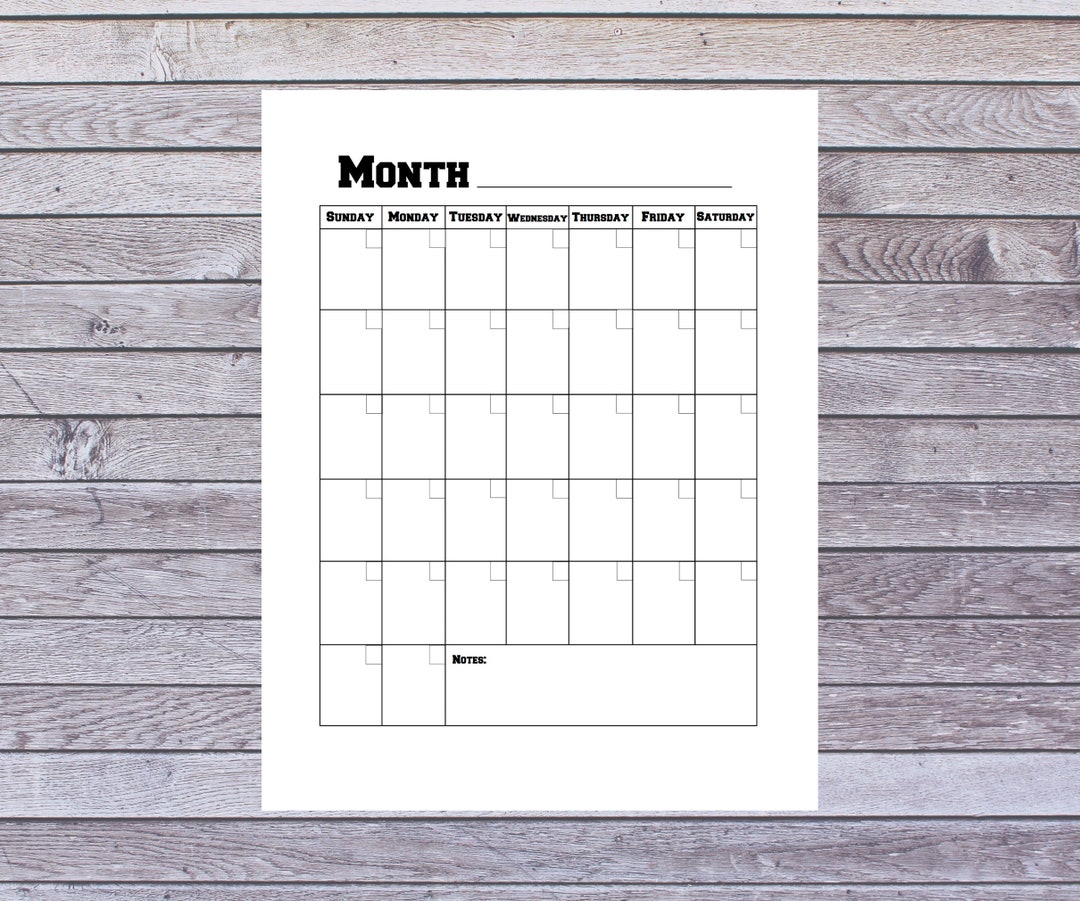 Fillable Monthly Calendar, Editable PDF Calendar, Letter Size, Instant ...