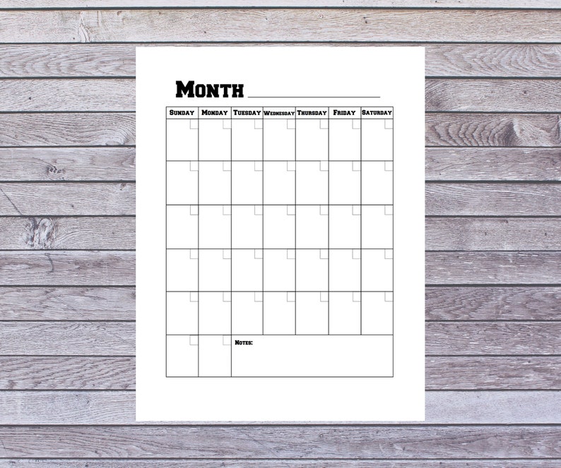 Fillable Monthly Calendar, Editable PDF Calendar, Letter Size, Instant ...