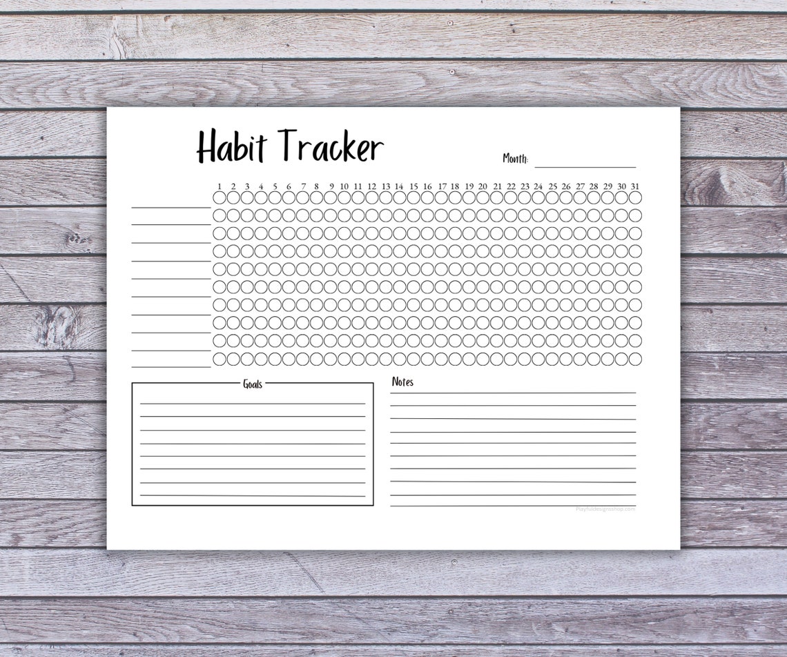 Monthly Habit Tracker, PDF Printable, Letter Size, Digital Download - Etsy