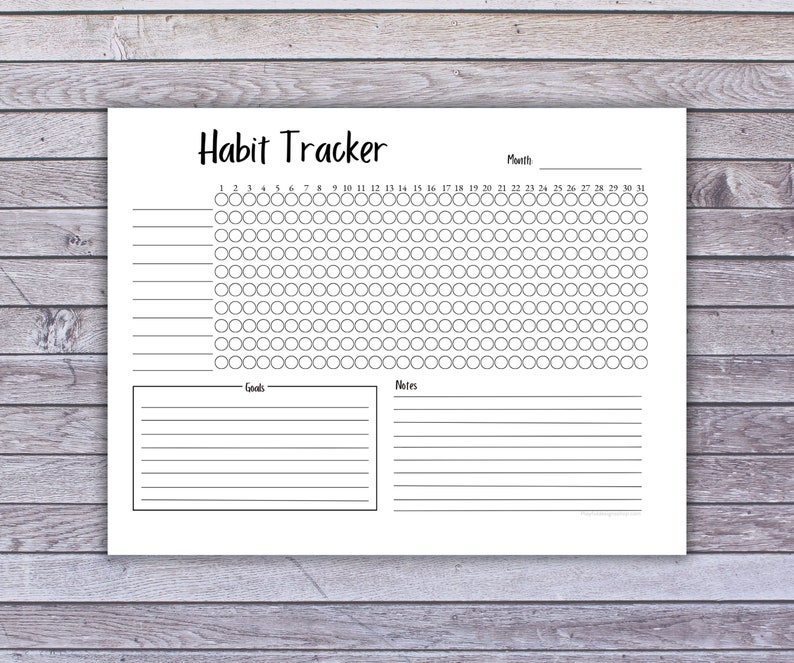 Monthly Habit Tracker, PDF Printable, Letter Size, Digital Download - Etsy