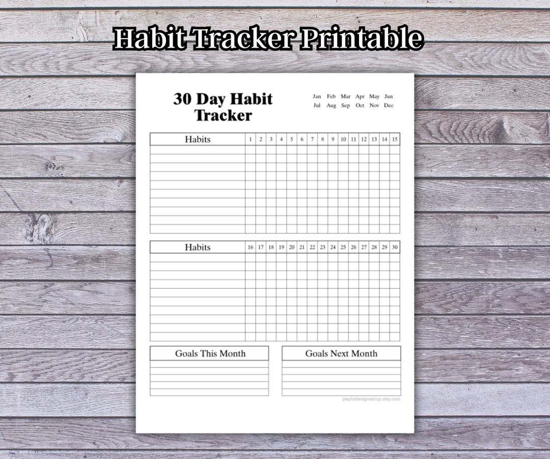 Monthly Habit Tracker Printable, Goal Tracker, Letter-size PDF, Digital ...