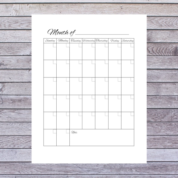 Blank Calendar Pdf - Etsy