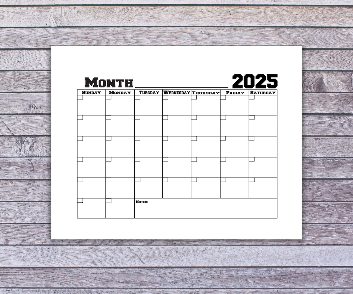 2025 Blank Fillable Calendar Printable, Monthly PDF - Etsy 2025 Blank Fillable Calendar Printable, Monthly PDF - Etsy