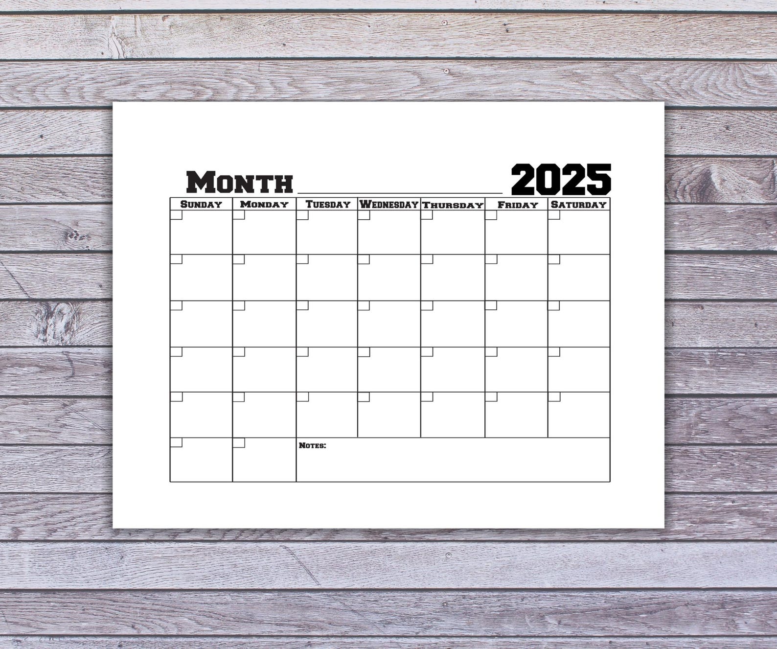2025 Blank Fillable Calendar Printable, Monthly PDF - Etsy
