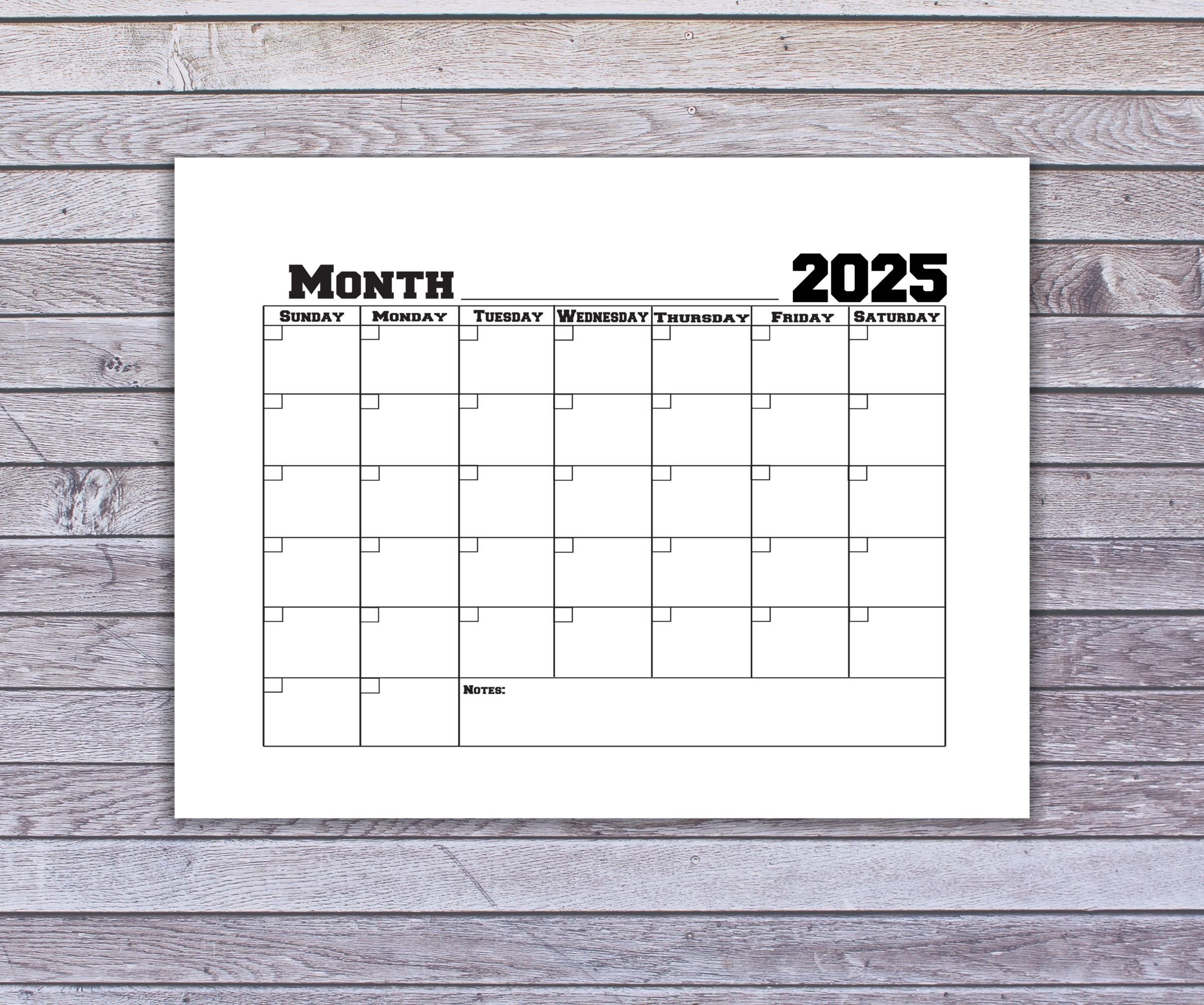 2025 Blank Fillable Calendar Printable, Monthly PDF - Etsy 2025 Blank Fillable Calendar Printable, Monthly PDF - Etsy