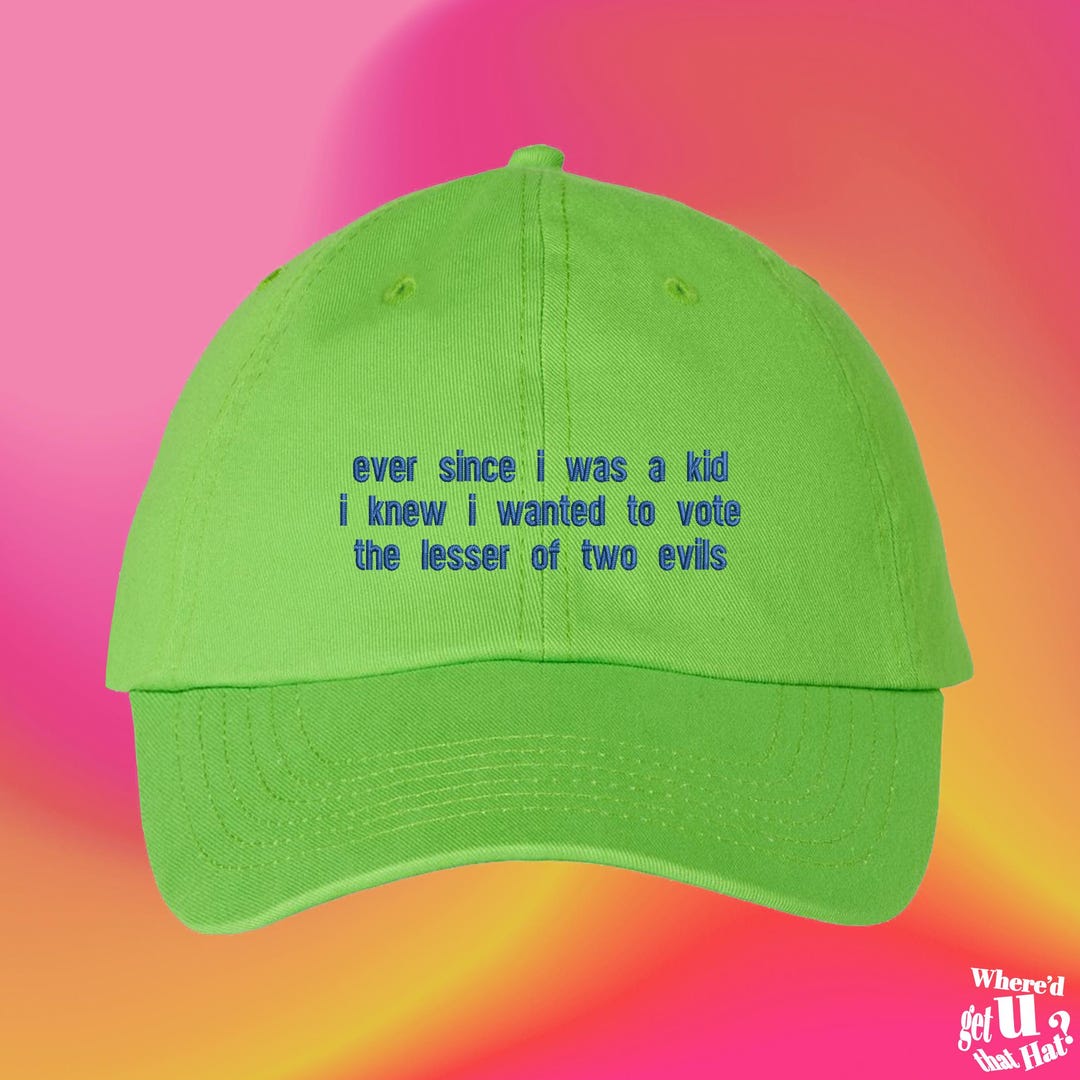 Lesser of Two Evils Hat Liberal Women Dad Cap Brat Harris Rally ...