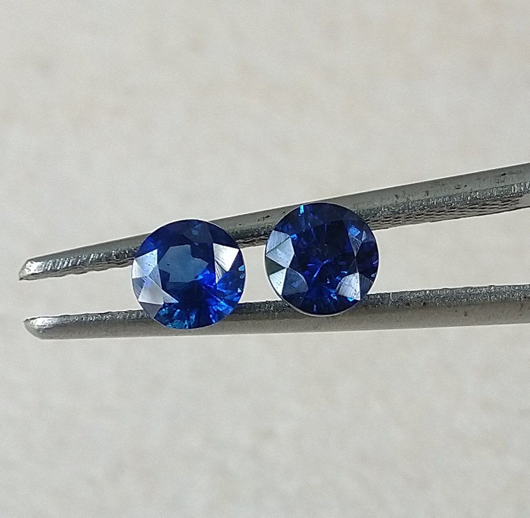 4mm Round Natural Ceylon Royal Blue Sapphire Matching Pair - Etsy