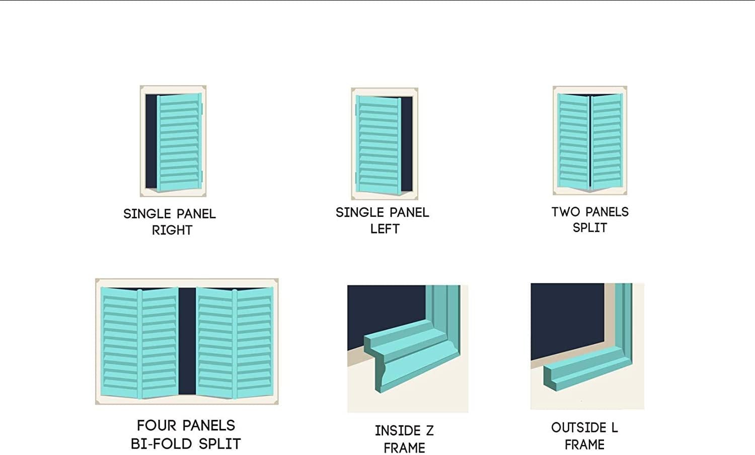 Plantation Shutters- Custom Made Window Blinds- No Front Tilt Rod - Easy DIY Install - Interior ...