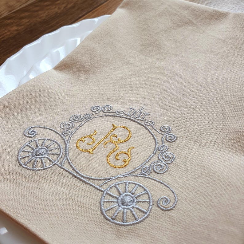 Prince and Princess Initial Monogram With Carriage Frame Embroidery ...