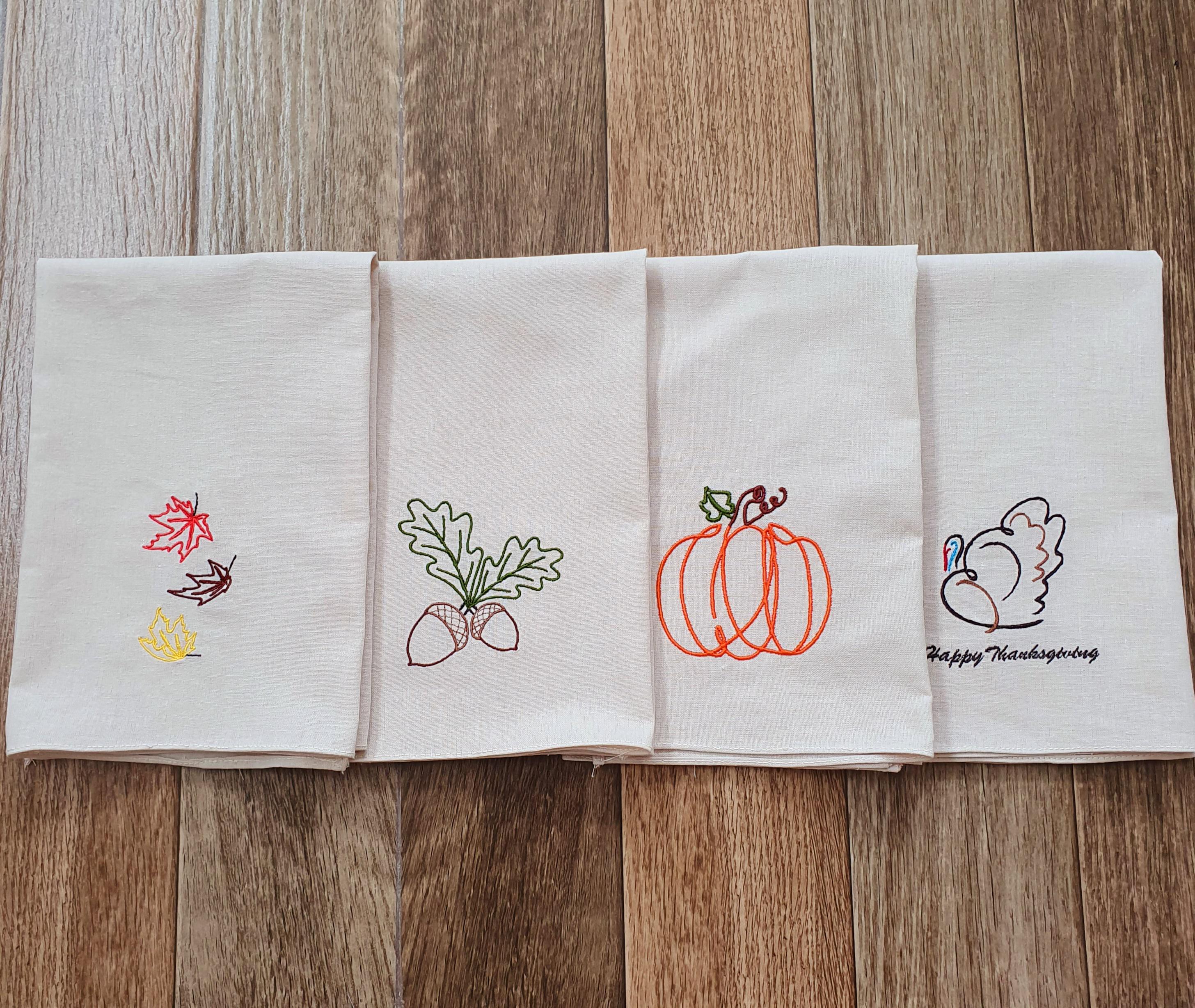 Thanksgiving Napkin Embroidery Designs: Autumn Table Decor (digital ...