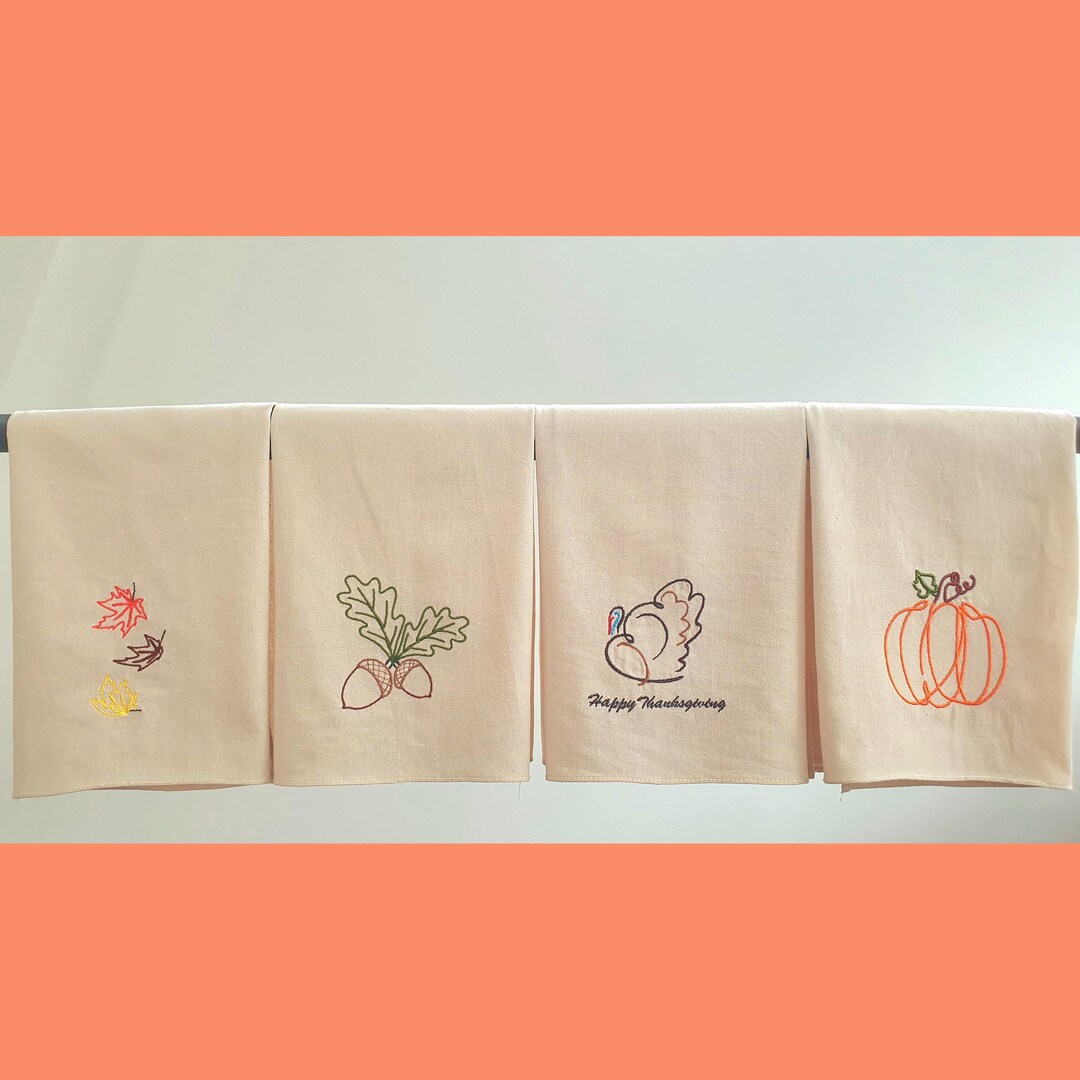 Thanksgiving Napkin Embroidery Designs: Autumn Table Decor (digital ...