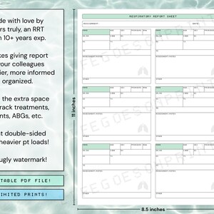Respiratory Therapist Report Sheet Downloadable PDF - Etsy