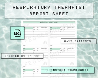 Respiratory Therapist Brain Report Sheet, 2 Patients, RT Template for ...