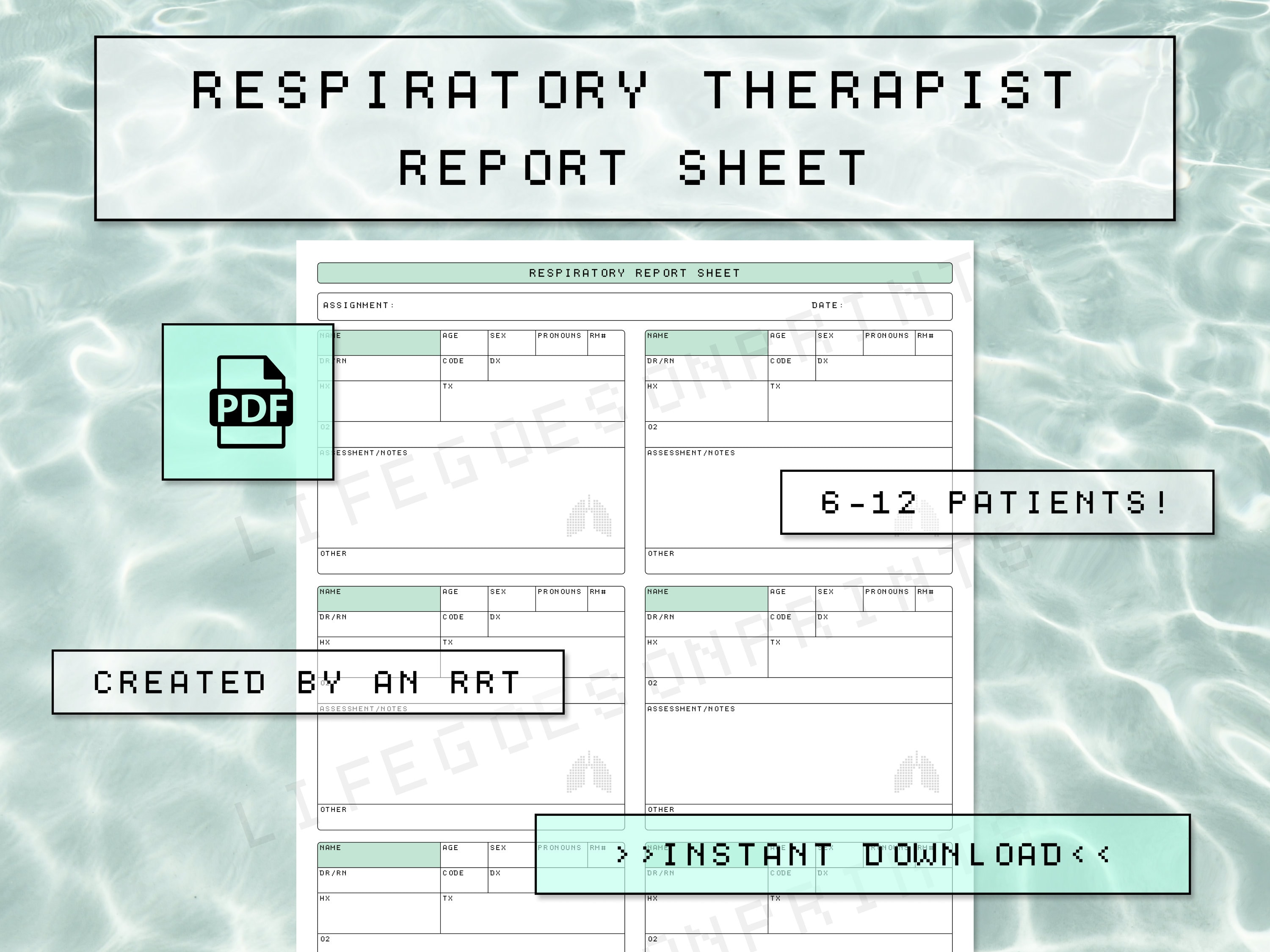Respiratory Therapist Report Sheet Downloadable PDF - Etsy