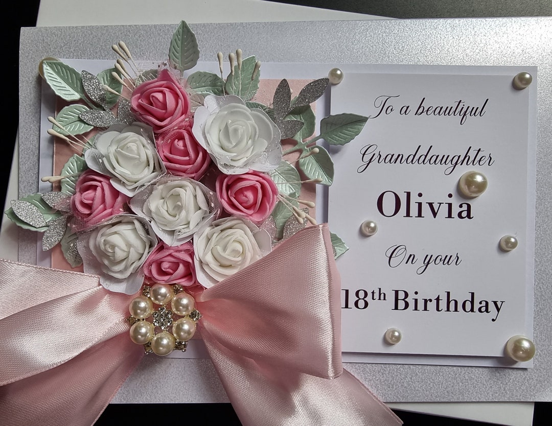 Granddaughter 16 18 21 Birthday Card, Luxury 3D Handmade Personalise Daughter Birthday Card in a ...