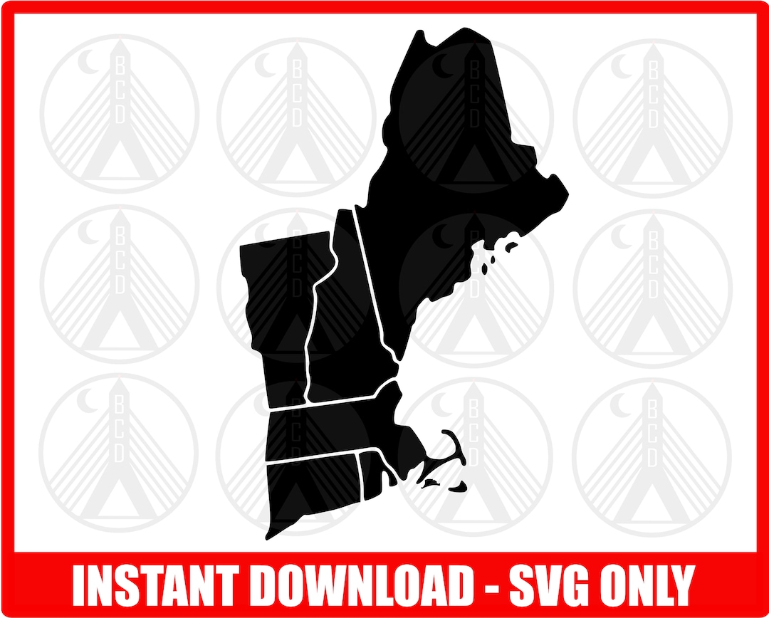 New England SVG, New England Map, Connecticut Svg, Massachusetts Svg ...
