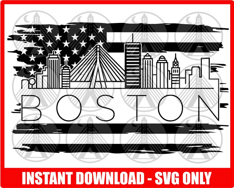 Boston SVG, Boston Skyline SVG, Boston Outline Svg, Boston Cityscape ...