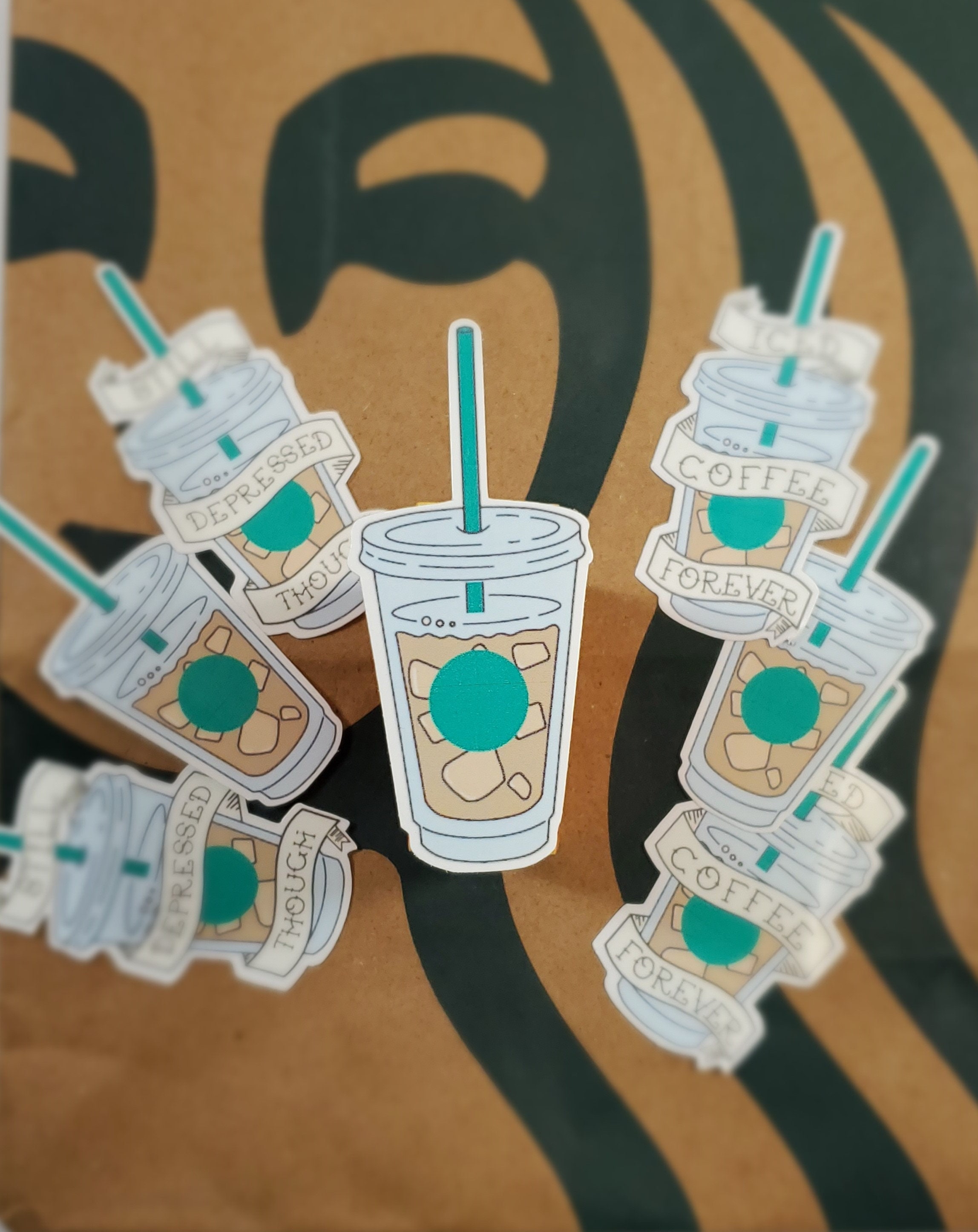 Iced Coffee Sticker Coffee Sticker Water Resistant Sticker - Etsy