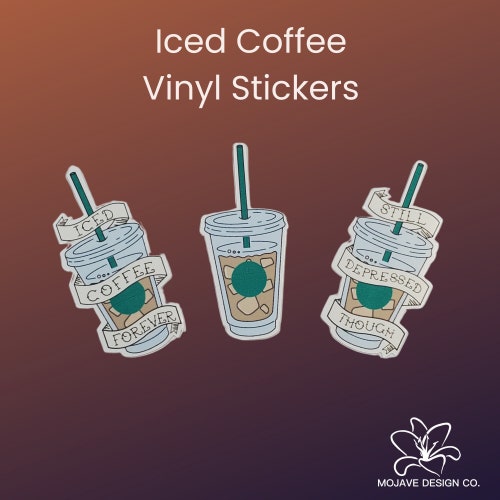 Iced Coffee Sticker Coffee Sticker Water Resistant Sticker - Etsy