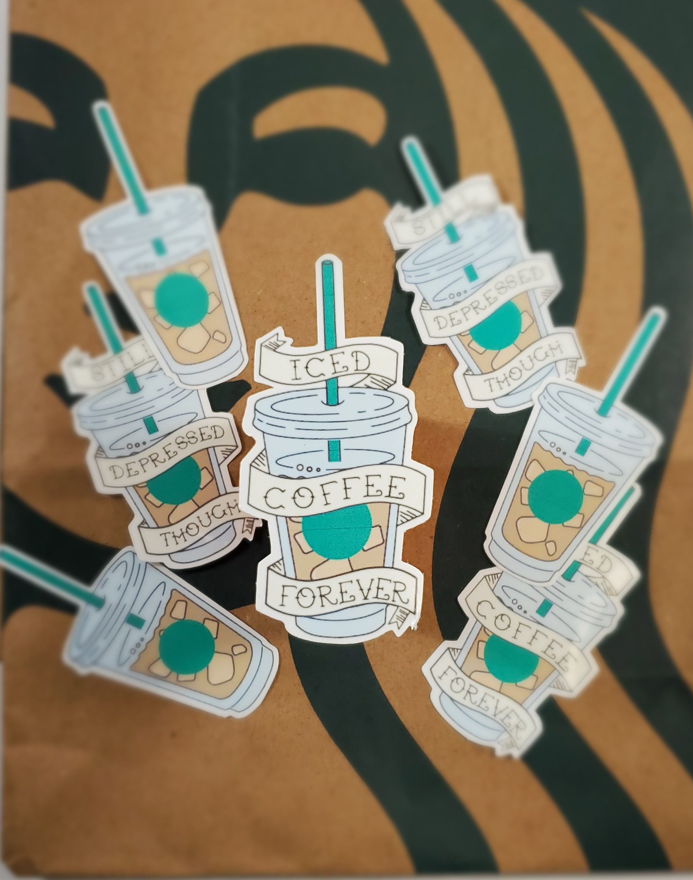 Iced Coffee Sticker Coffee Sticker Water Resistant Sticker - Etsy