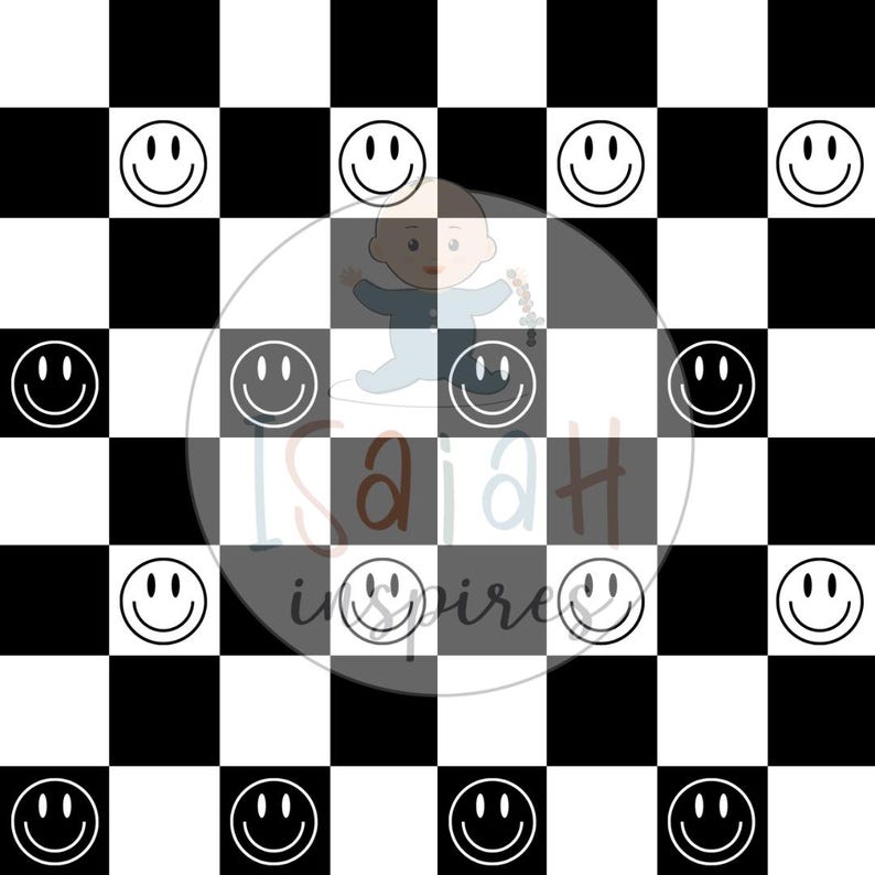 Checkered Smiley Seamless File - Etsy
