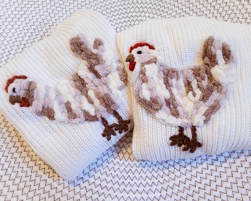 Chicken Hand Embroidered Sweater - Etsy