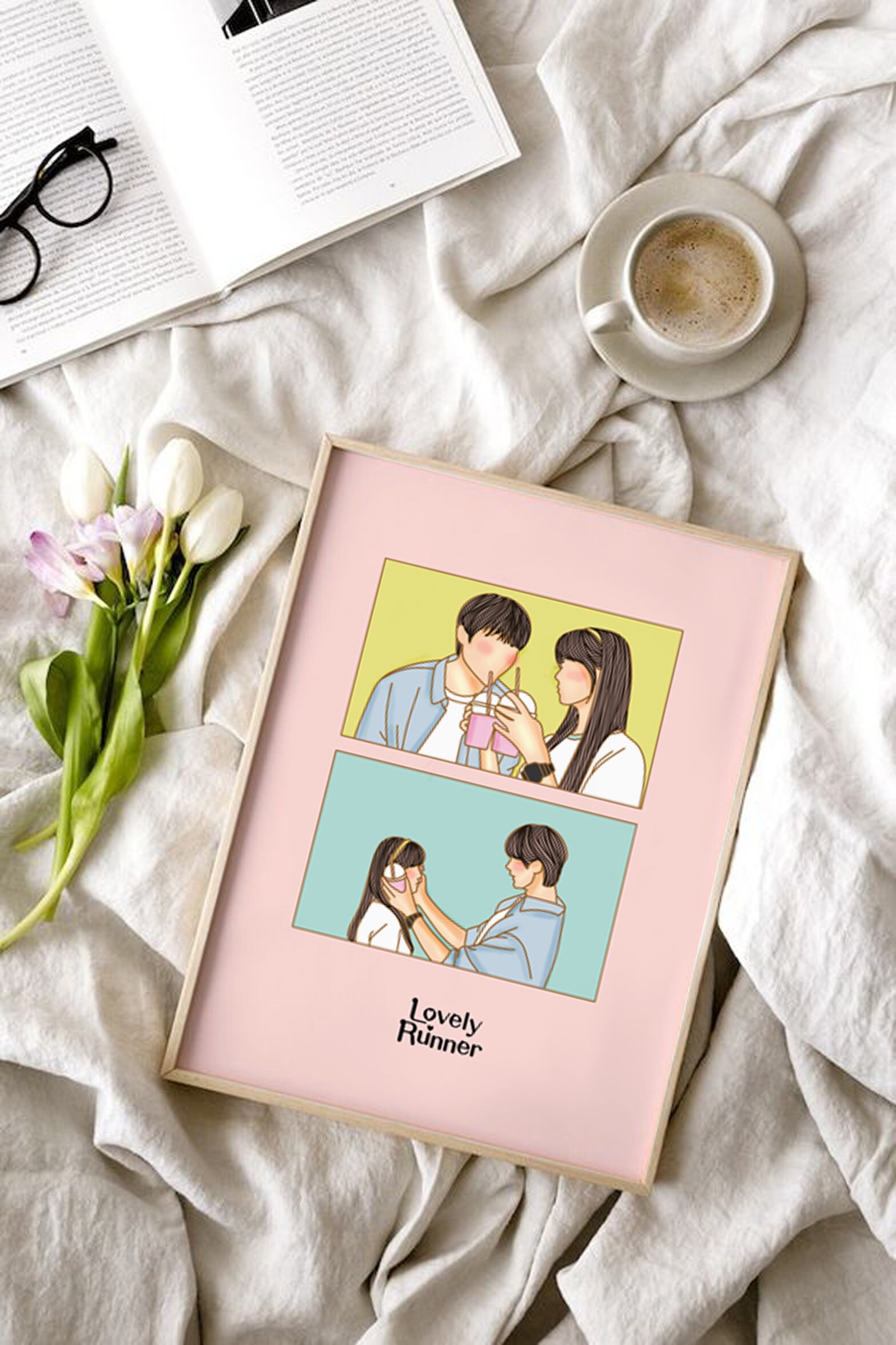 K-drama Lovely Runner Printable Illustration Digital Download - Etsy