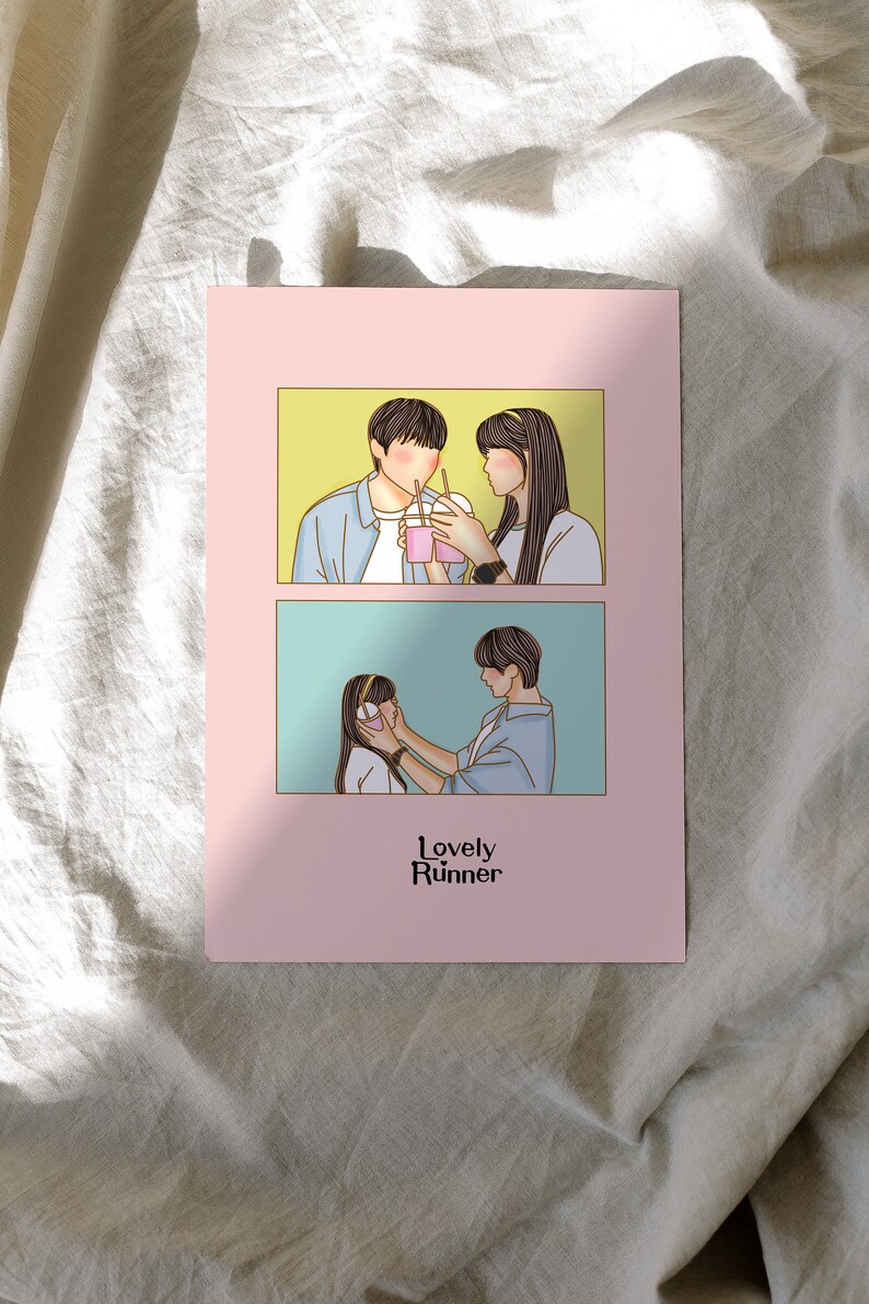K-drama Lovely Runner Printable Illustration Digital Download - Etsy