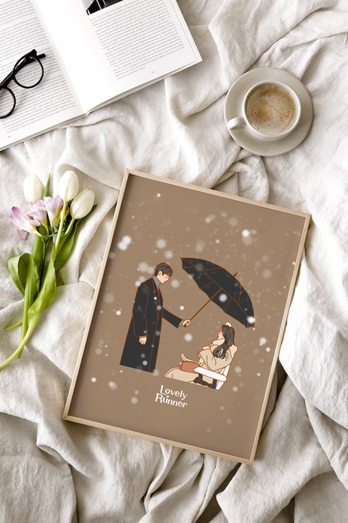 K-drama Lovely Runner Printable Illustration Digital Download - Etsy